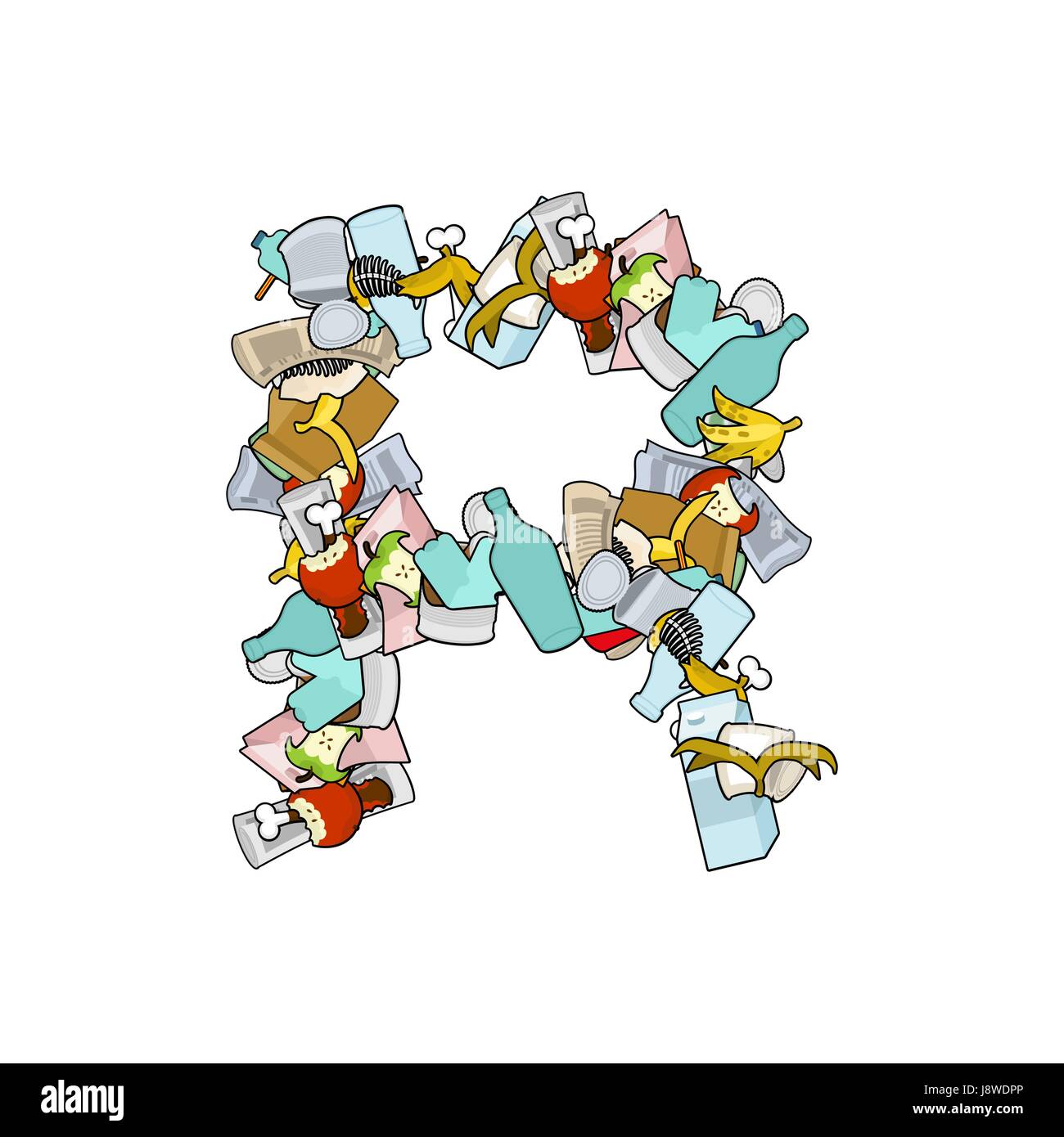 Letter R Rubbish. Trash font. garbage alphabet. Lettering litter Stock ...