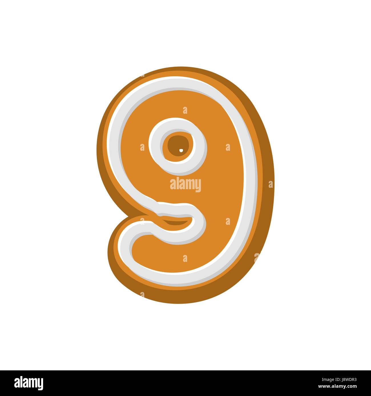 Number 9 Gingerbread font. Peppermint honey cake ABC nine. Cookies ...