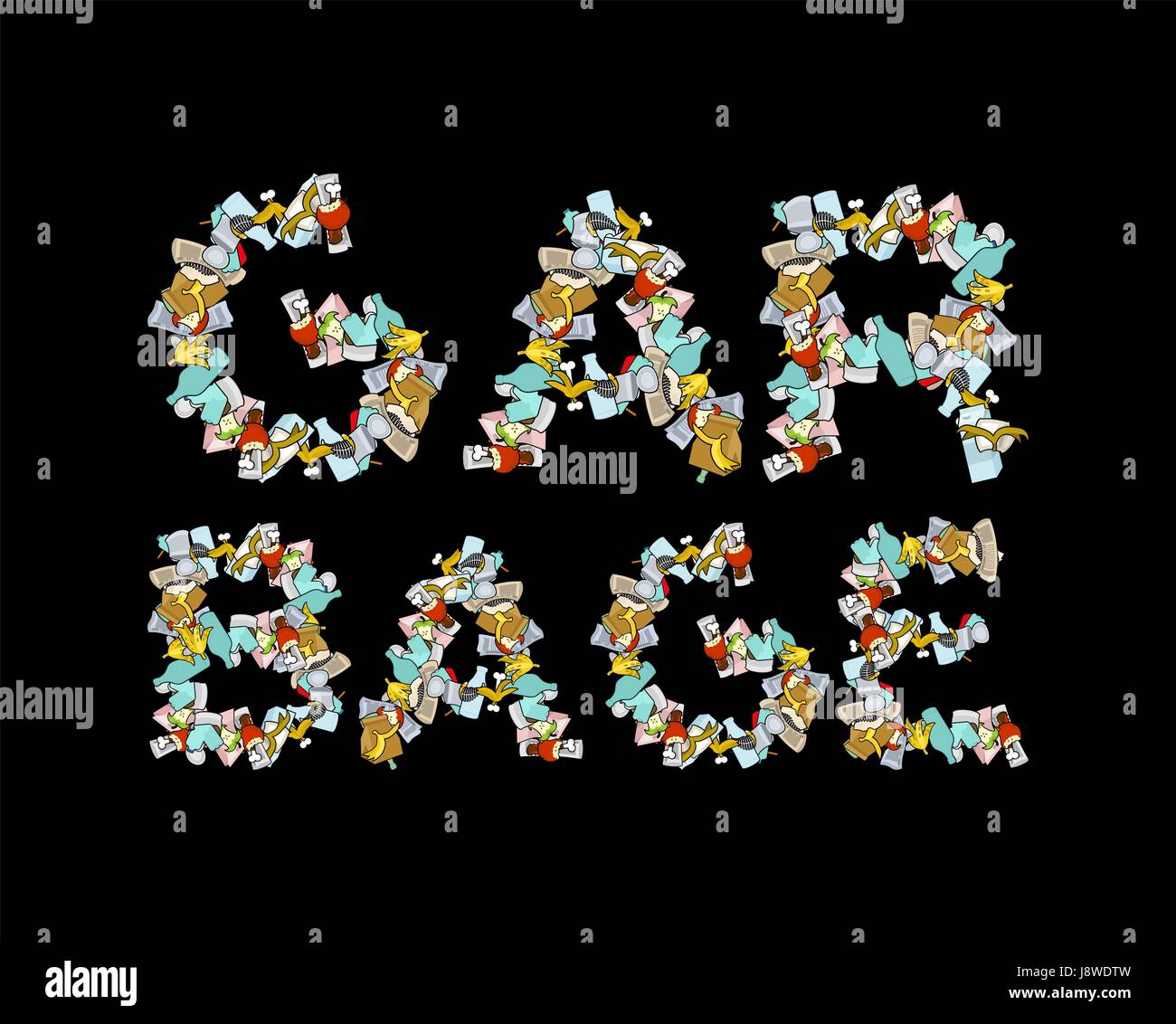 Garbage Lettering. Letters from Rubbish. trash typography. peel from ...