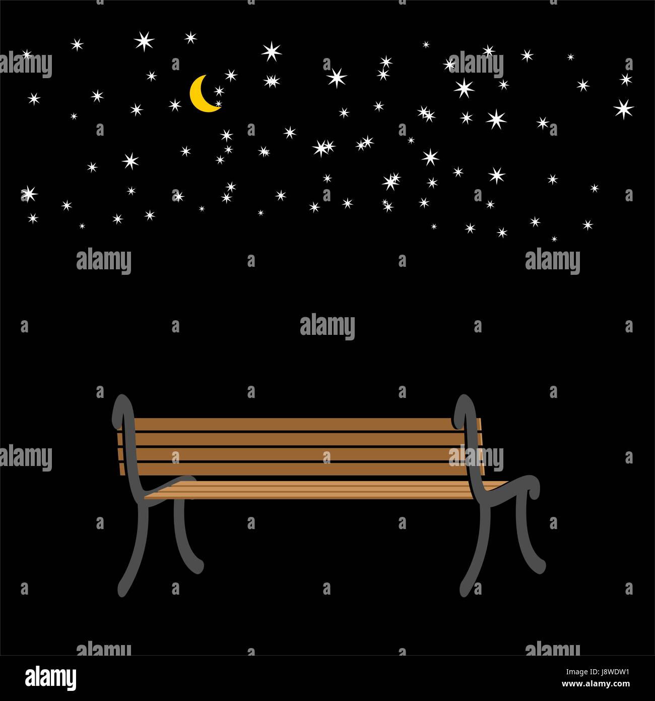 Bench at night. sky and stars. romantic background Stock Vector Image ...