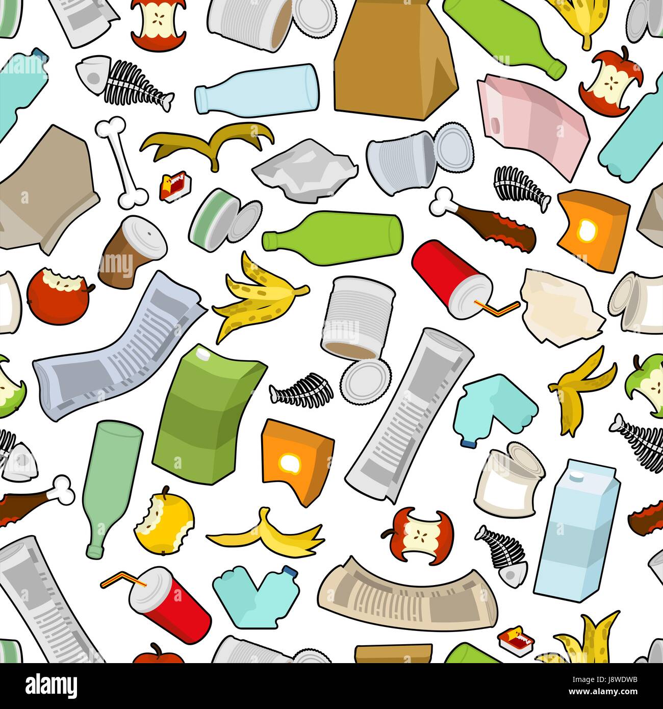 Garbage texture. Rubbish seamless pattern. trash ornament. litter Stock ...