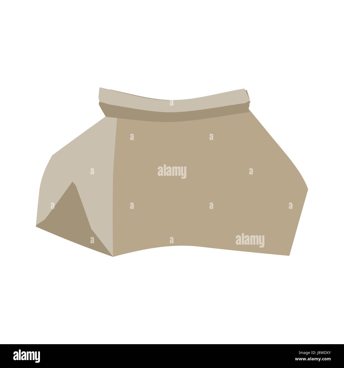 Paper bag crushed garbage isolated. package rubbish on white background ...