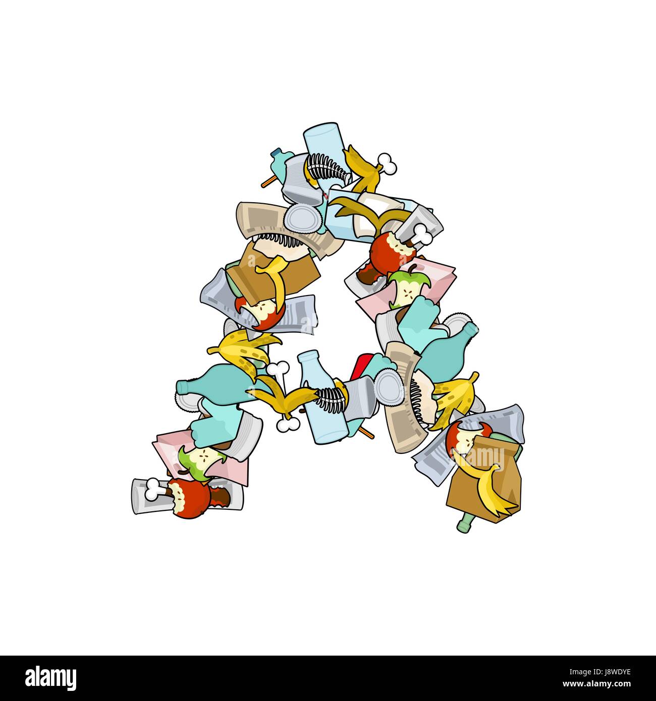 Letter A Rubbish. Trash font. garbage alphabet. Lettering litter Stock ...