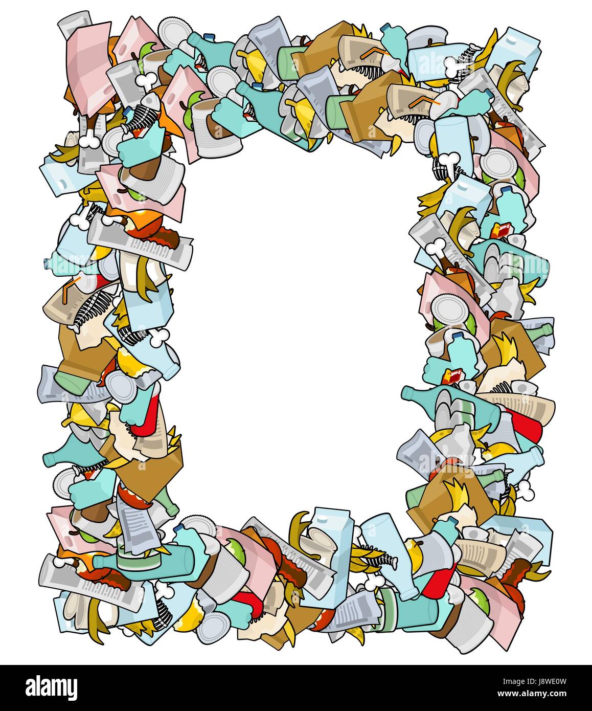 Frame Garbage. Background trash isolated. Rubbish. peel from banana and ...