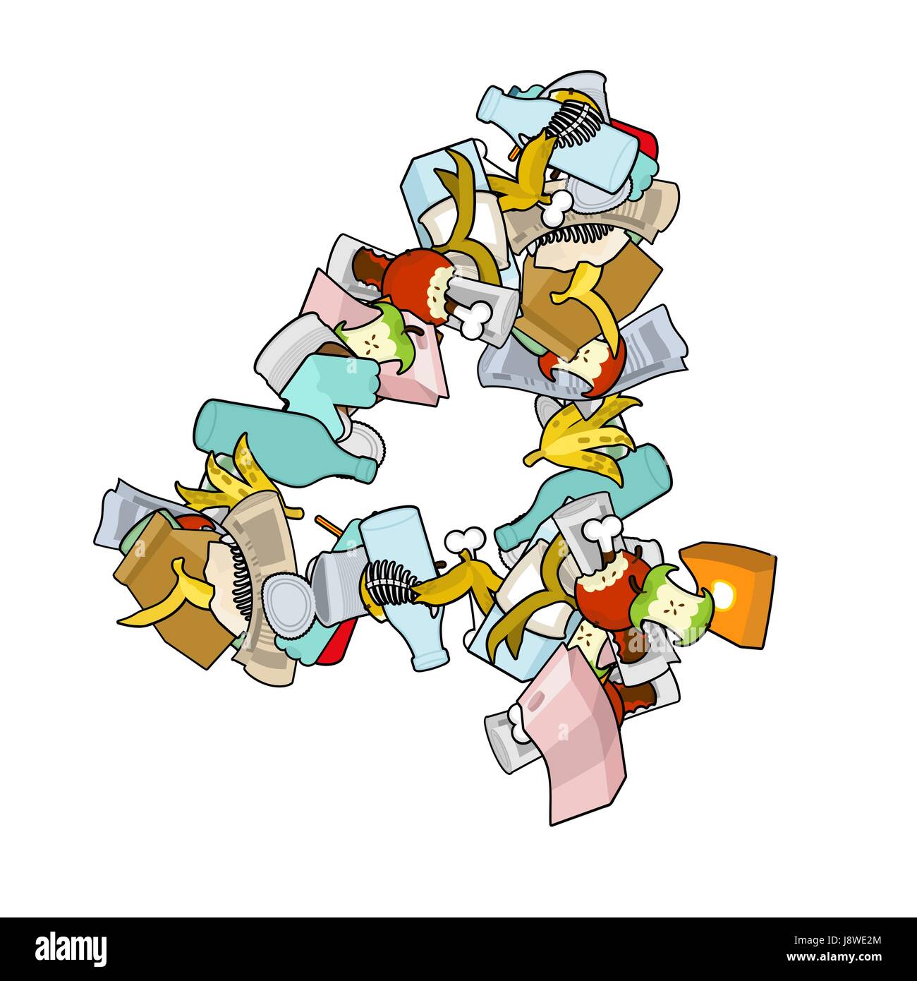 Number 4 Rubbish. Trash font four sign. garbage alphabet symbol ...