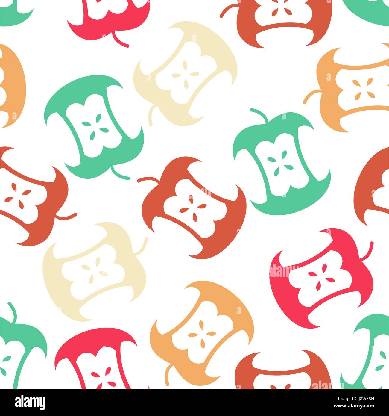 Apple core seamless pattern. Fruit trash ornament. Rubbish background ...