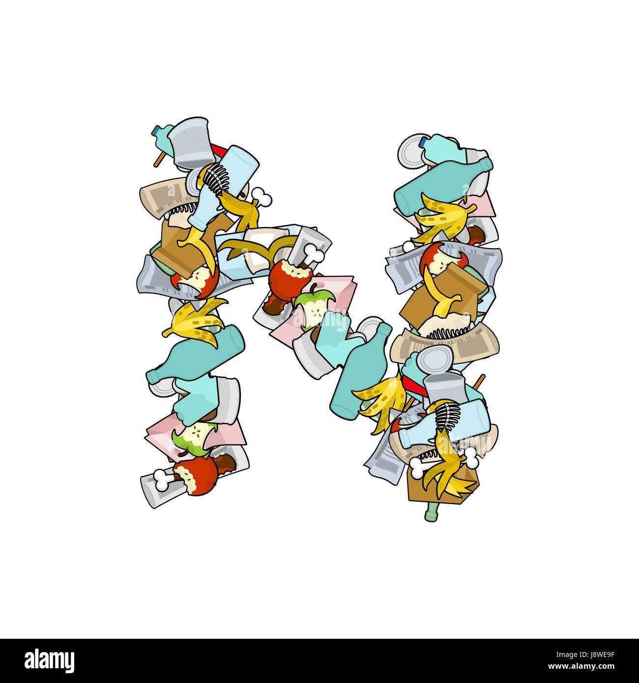 Letter N Rubbish. Trash font. garbage alphabet. Lettering litter Stock ...