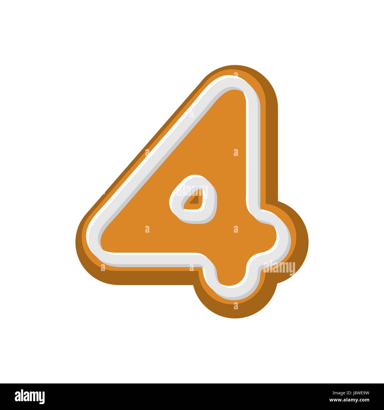 Number 4 Gingerbread font. Peppermint honey-cake ABC four. Cookies ...