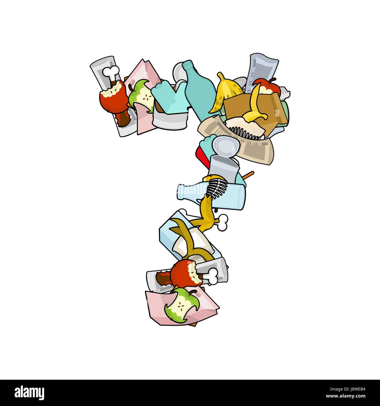 Number 7 Rubbish. Trash font seven sign. garbage alphabet symbol ...