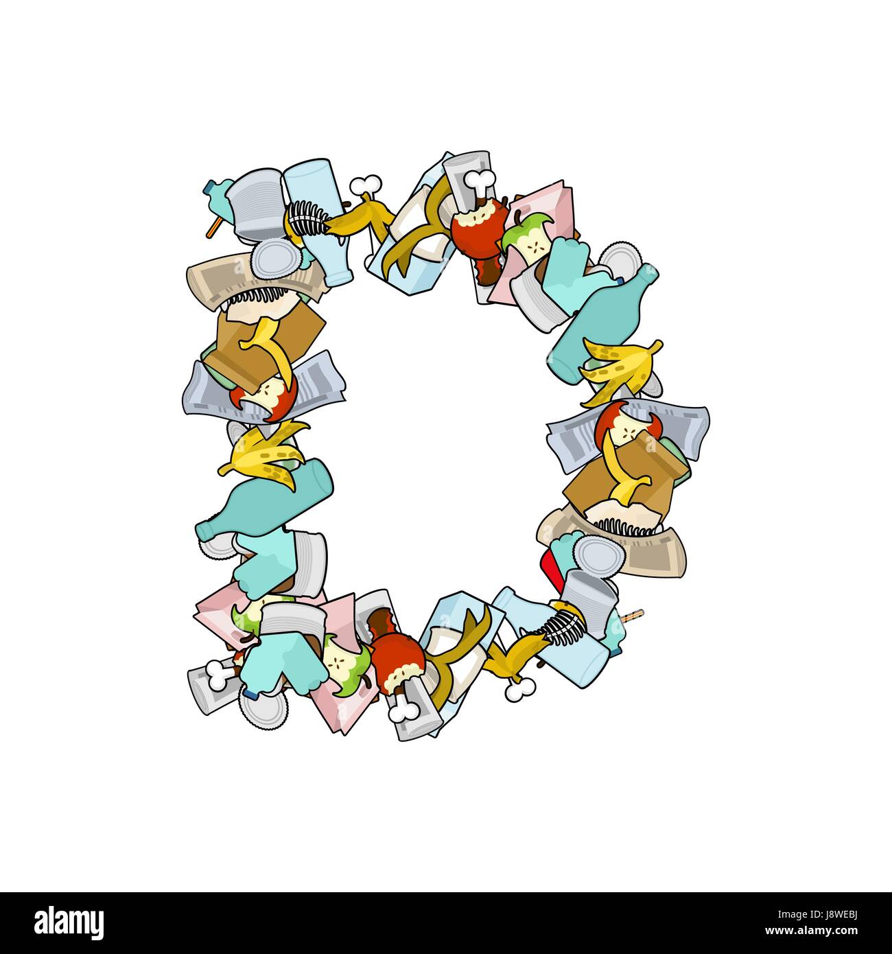 Letter D Rubbish. Trash font. garbage alphabet. Lettering litter Stock ...