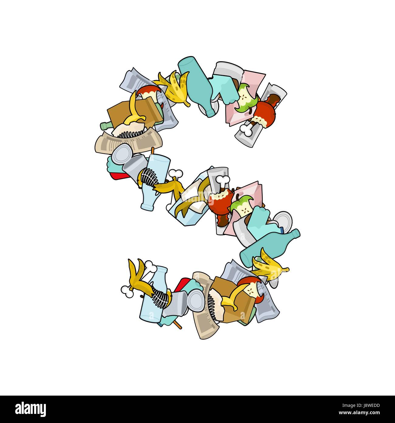 Letter S Rubbish. Trash font. garbage alphabet. Lettering litter Stock ...