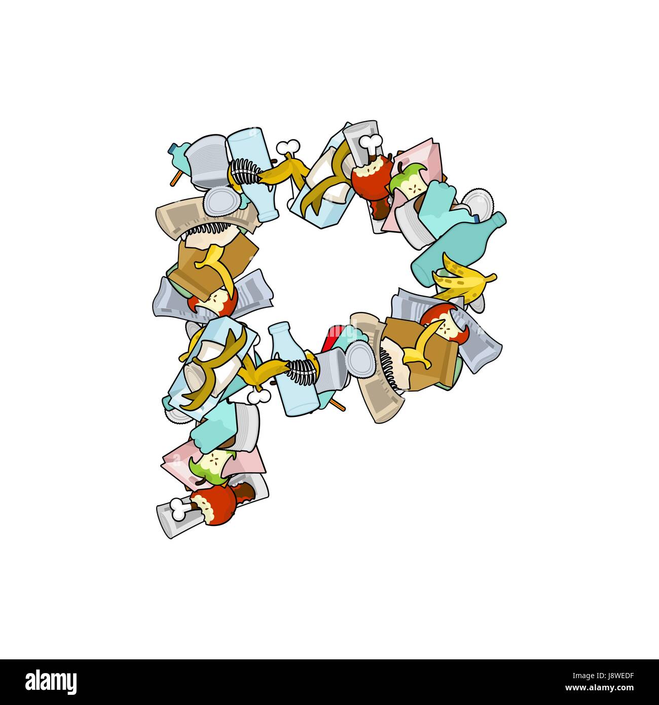 Letter P Rubbish. Trash font. garbage alphabet. Lettering litter Stock ...