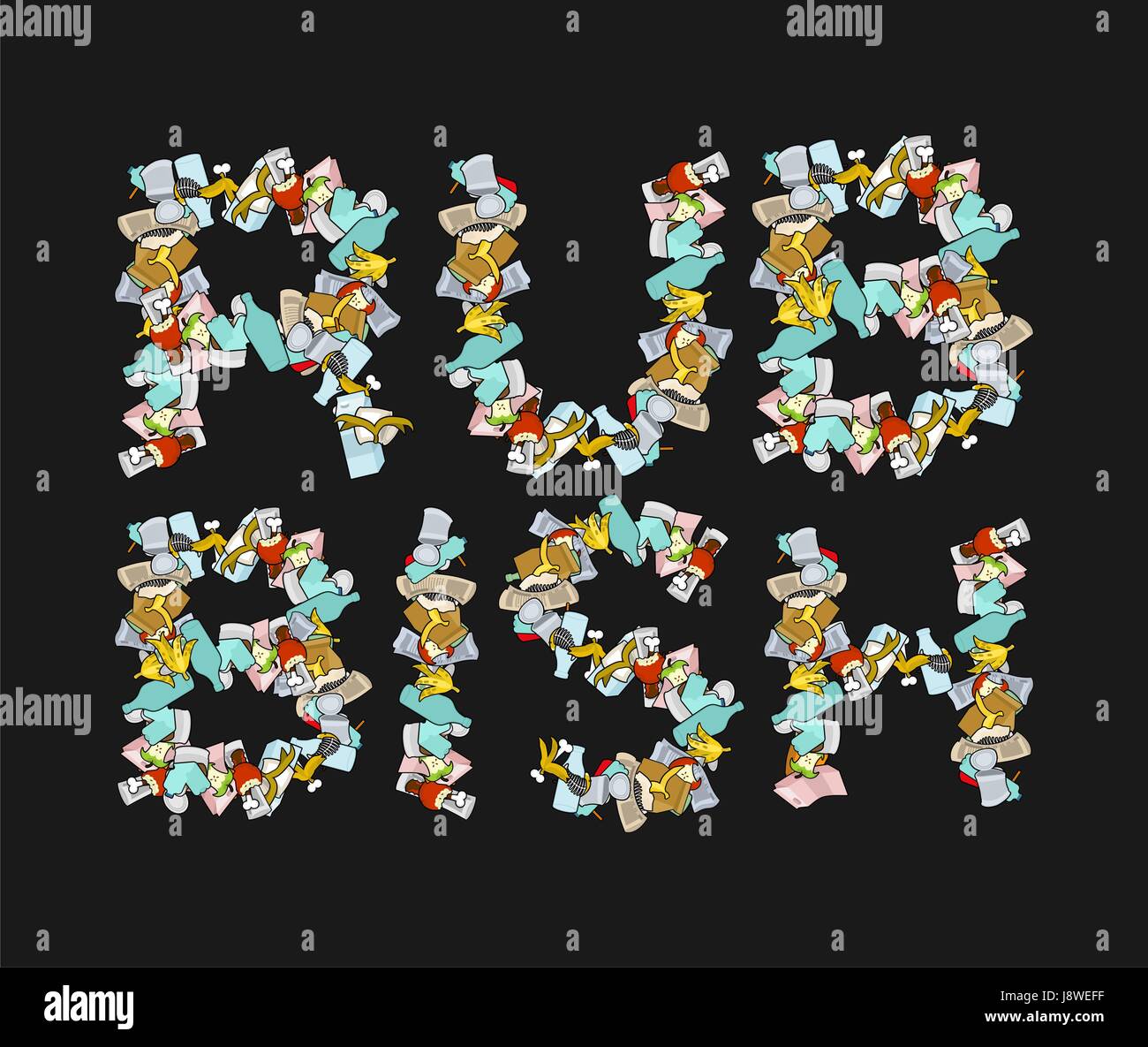 Rubbish Lettering. Letters from garbage. trash typography. peel from ...