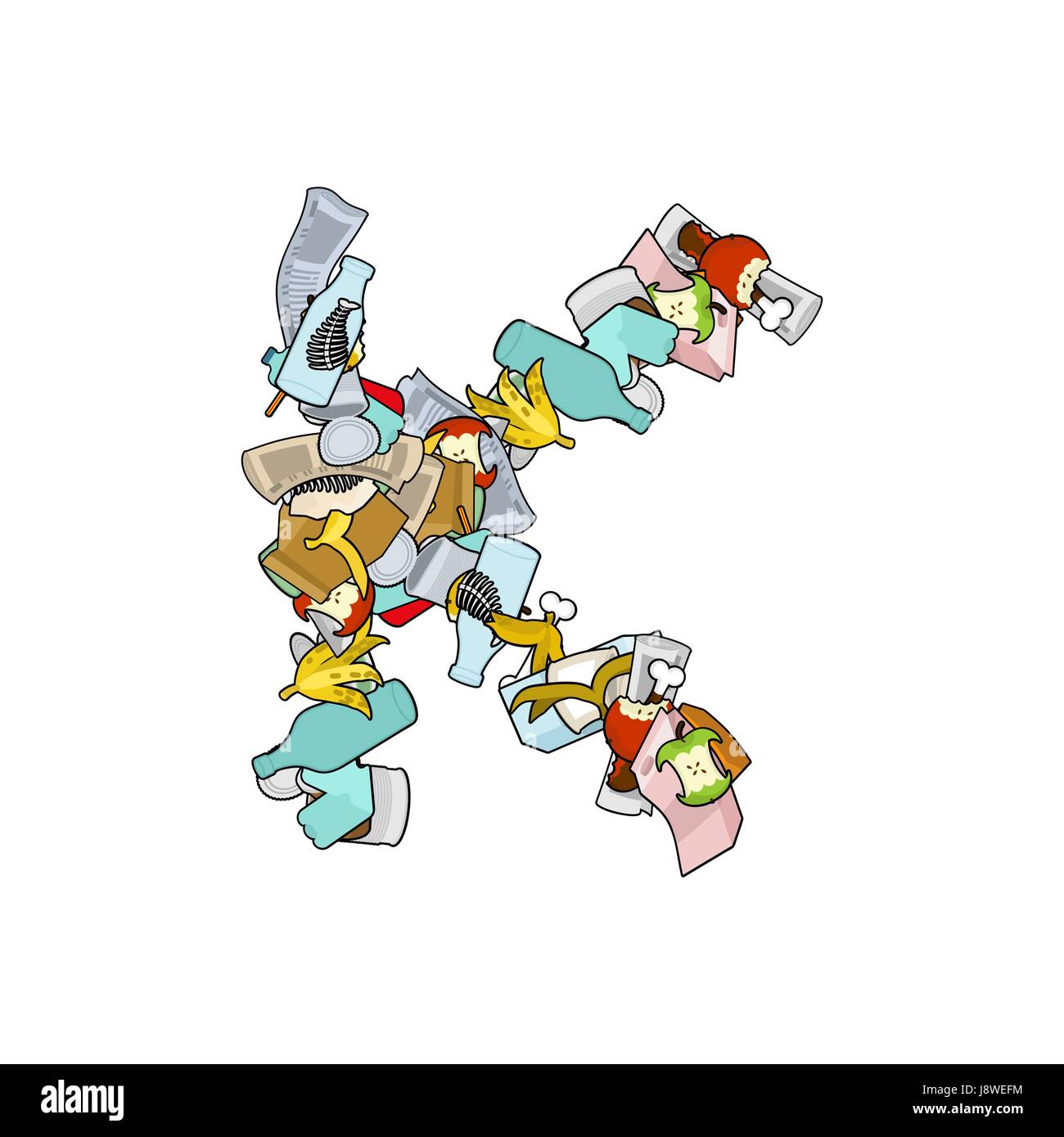 Letter K Rubbish. Trash font. garbage alphabet. Lettering litter Stock ...
