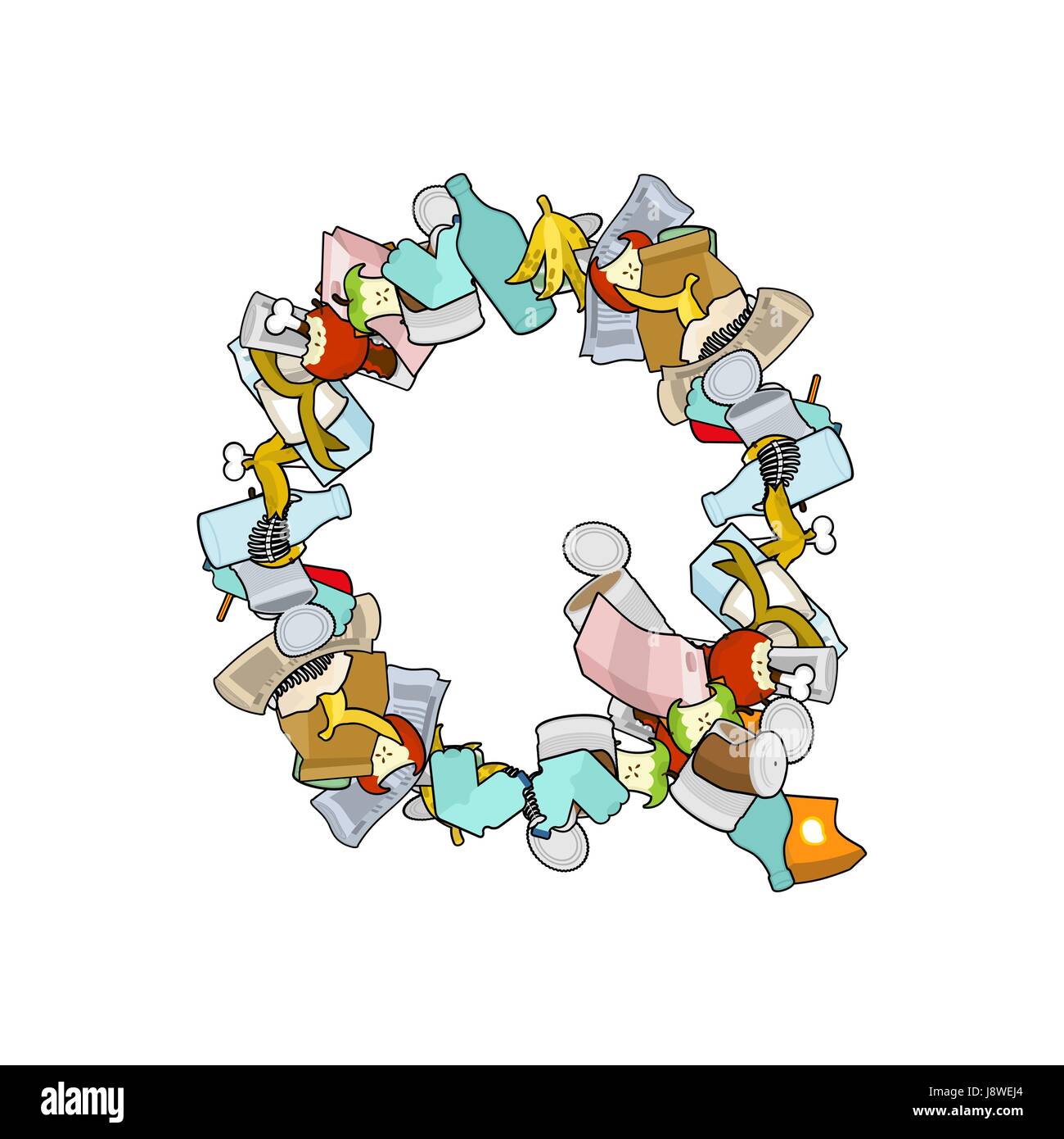 Letter Q Rubbish. Trash font. garbage alphabet. Lettering litter Stock ...
