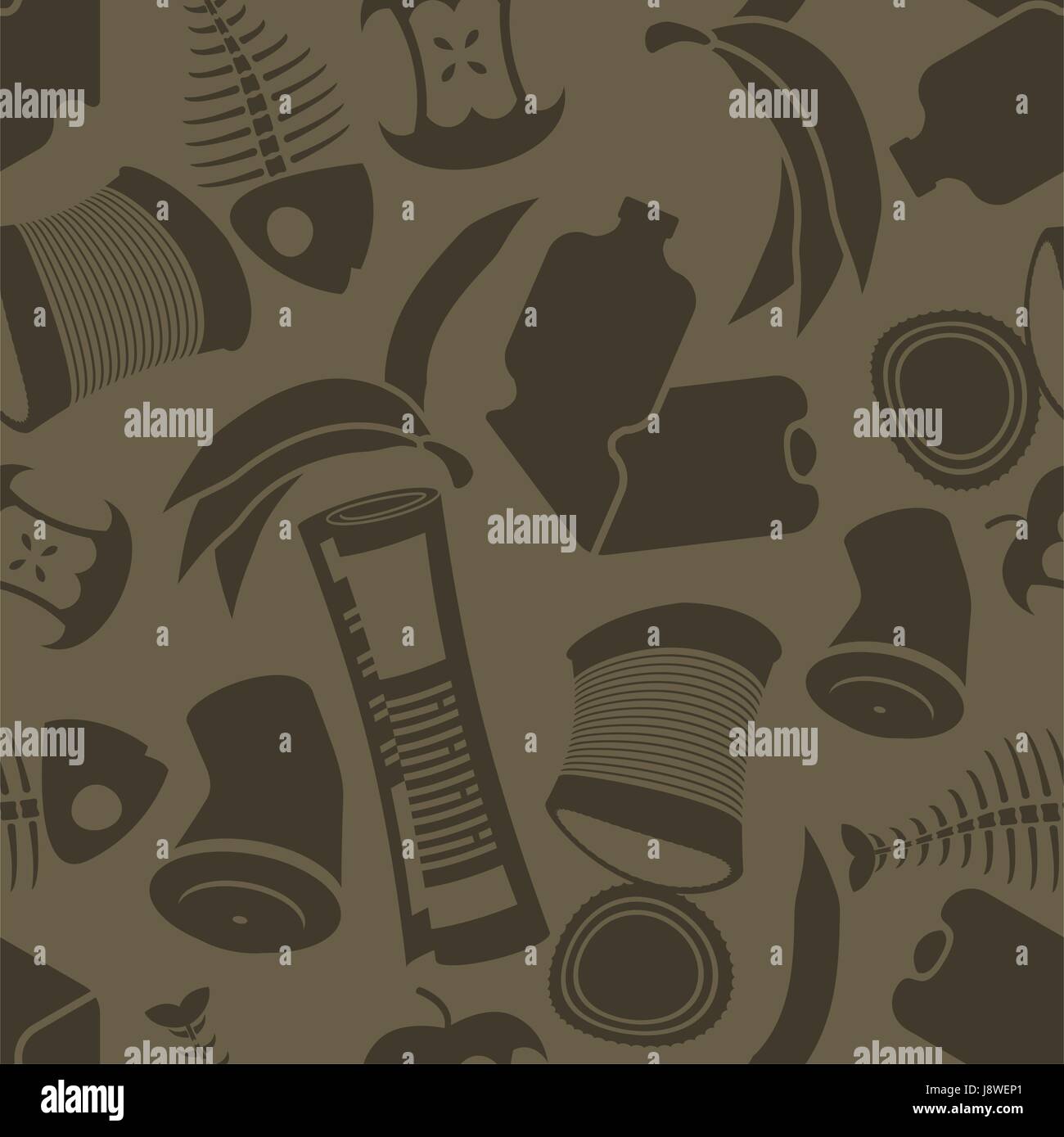 litter background. Rubbish seamless pattern. Garbage texture. trash ...
