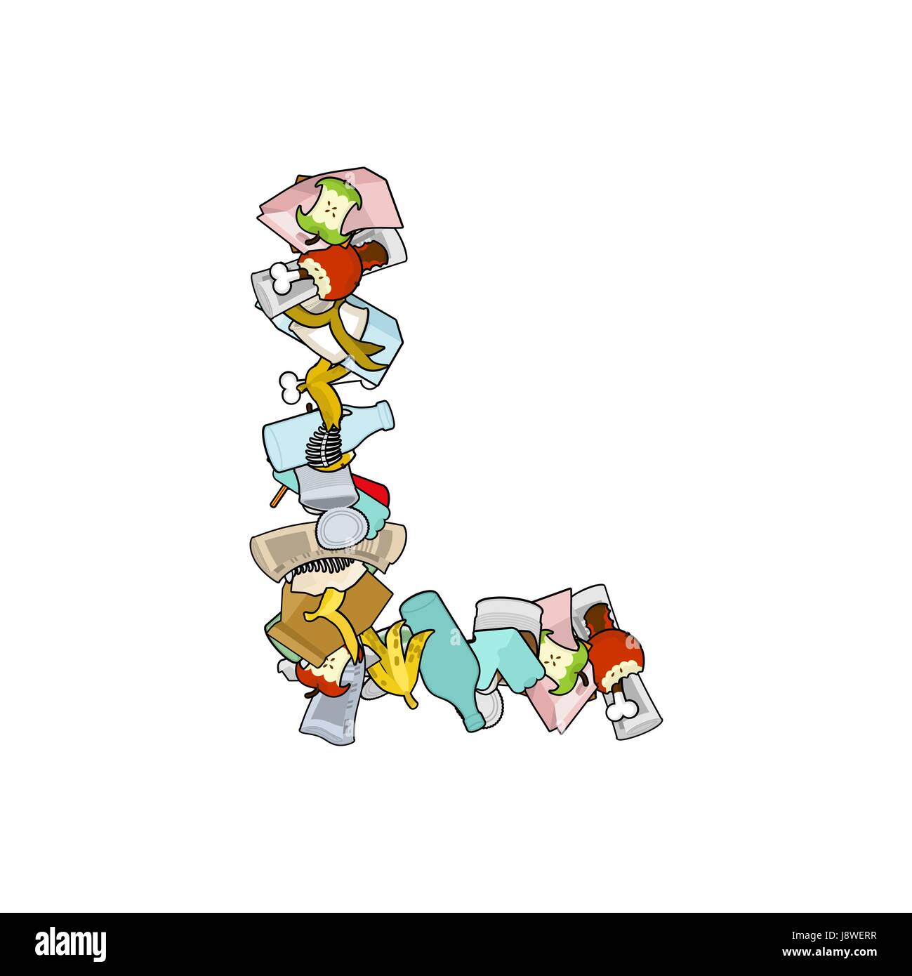 Letter L Rubbish. Trash font. garbage alphabet. Lettering litter Stock ...