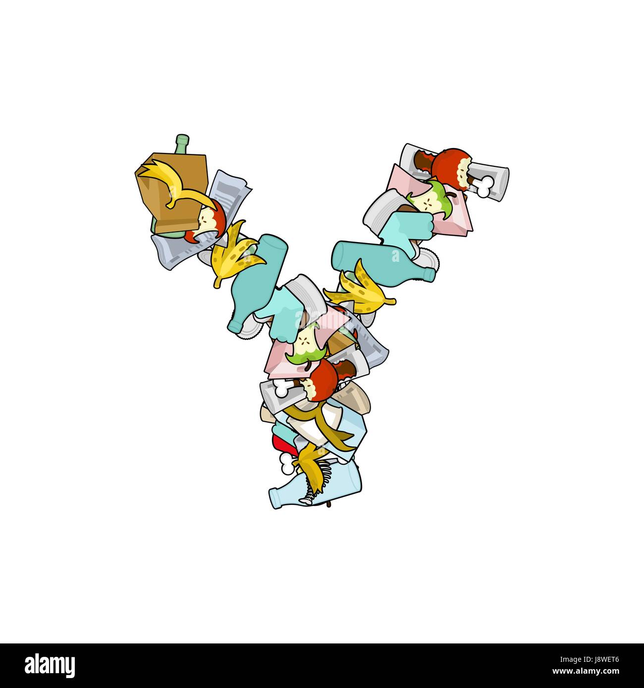 Letter Y Rubbish. Trash font. garbage alphabet. Lettering litter Stock ...