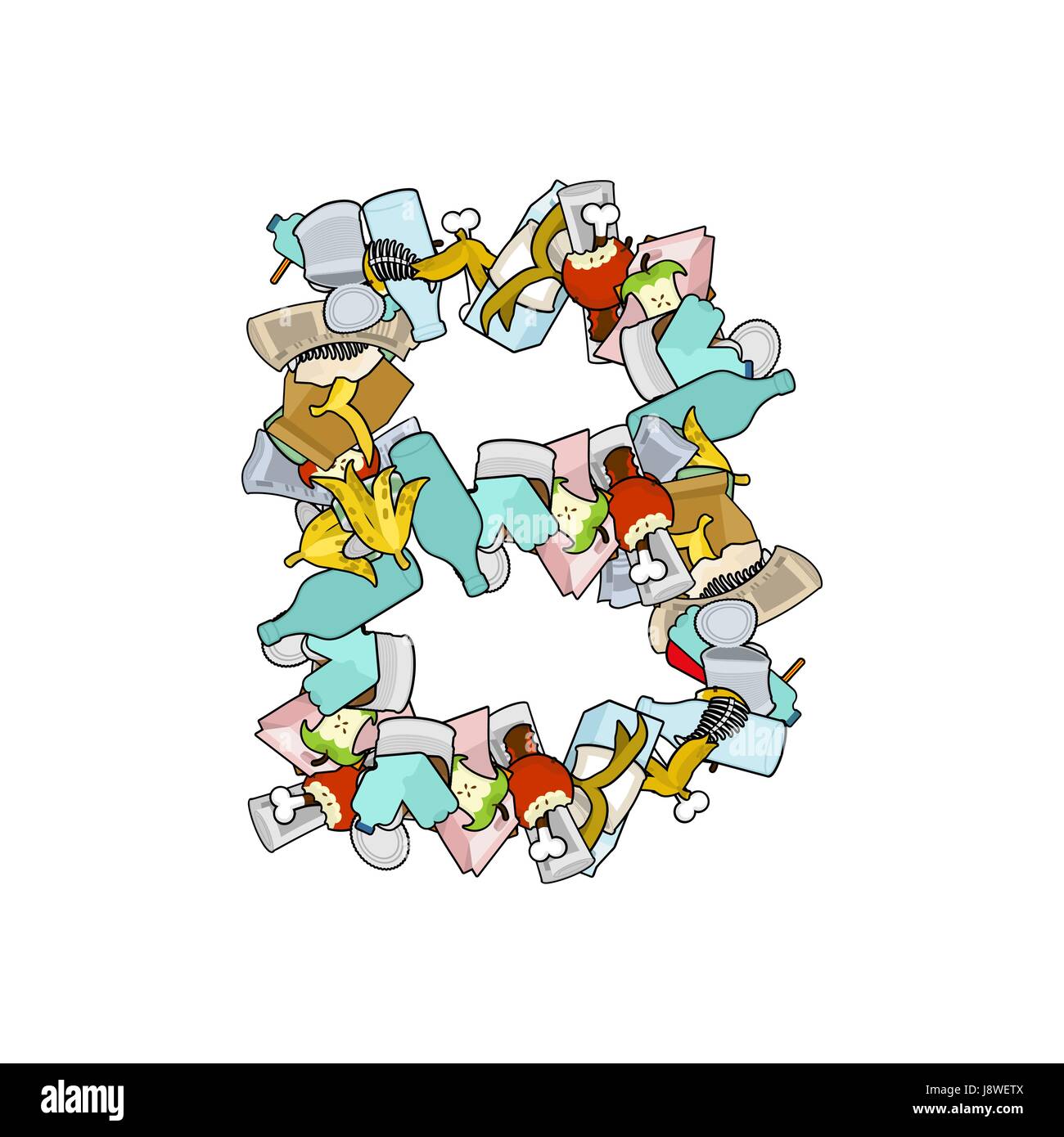 Letter B Rubbish. Trash font. garbage alphabet. Lettering litter Stock ...