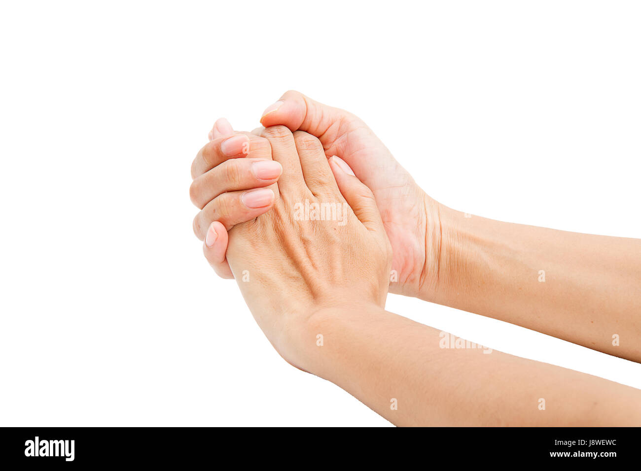 woman hand holding isolated on white background Stock Photo - Alamy