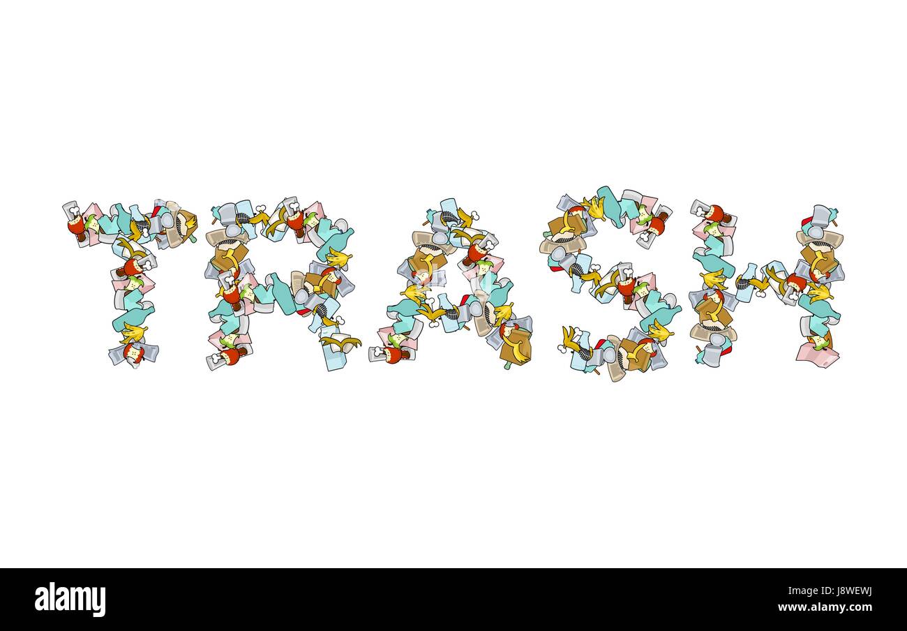 trash typography. Rubbish Lettering. Letters from garbage. peel from ...