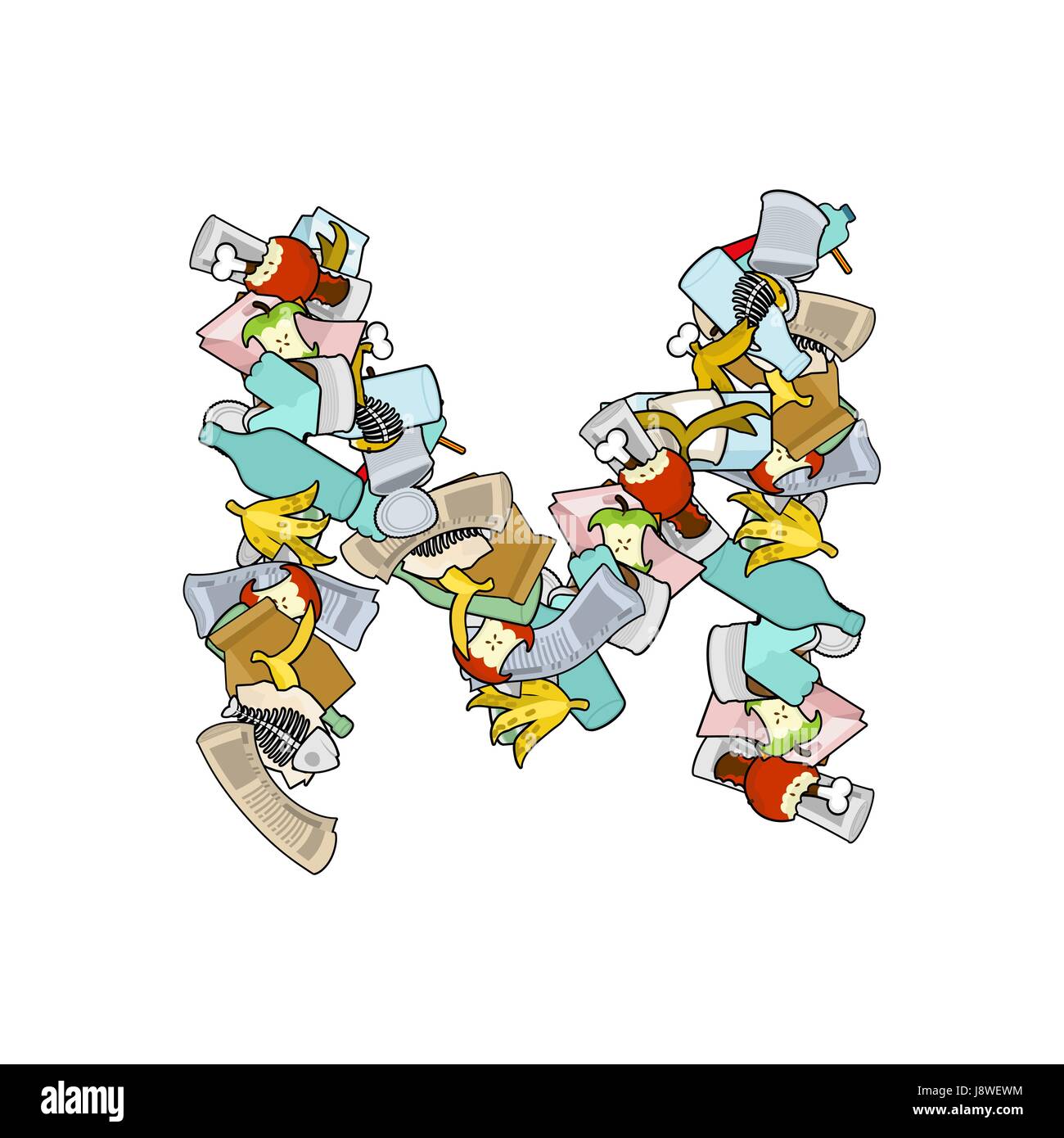 Letter M Rubbish. Trash font. garbage alphabet. Lettering litter Stock ...