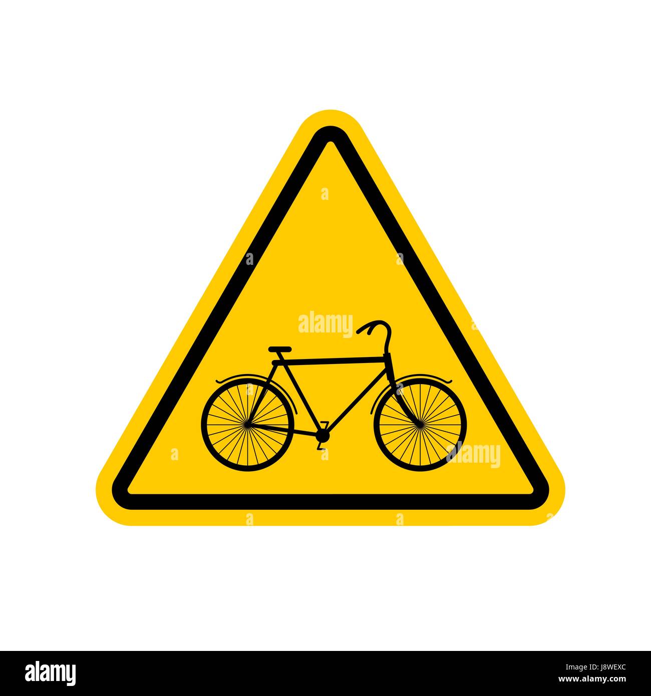 Yellow triangle road sign bicycle hi-res stock photography and images ...