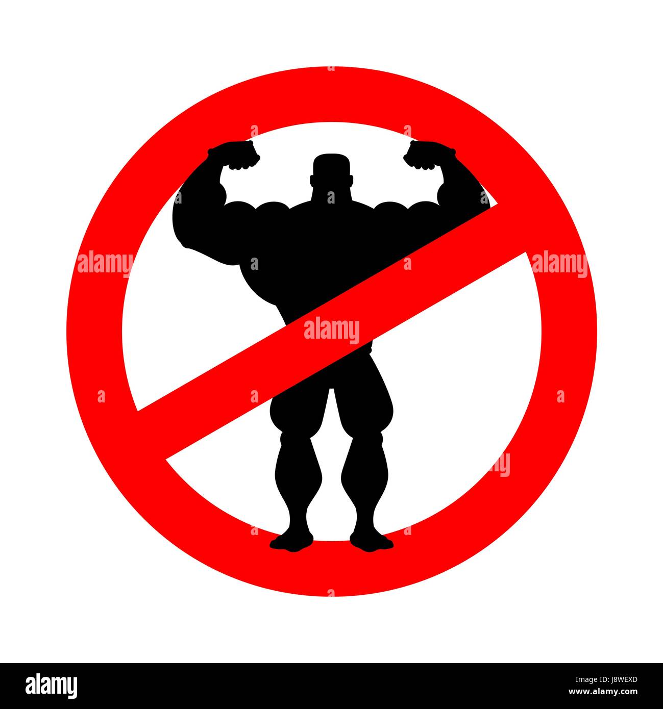 Stop athlete. Ban bodybuilding. Prohibited fitness. Red Circle road ...