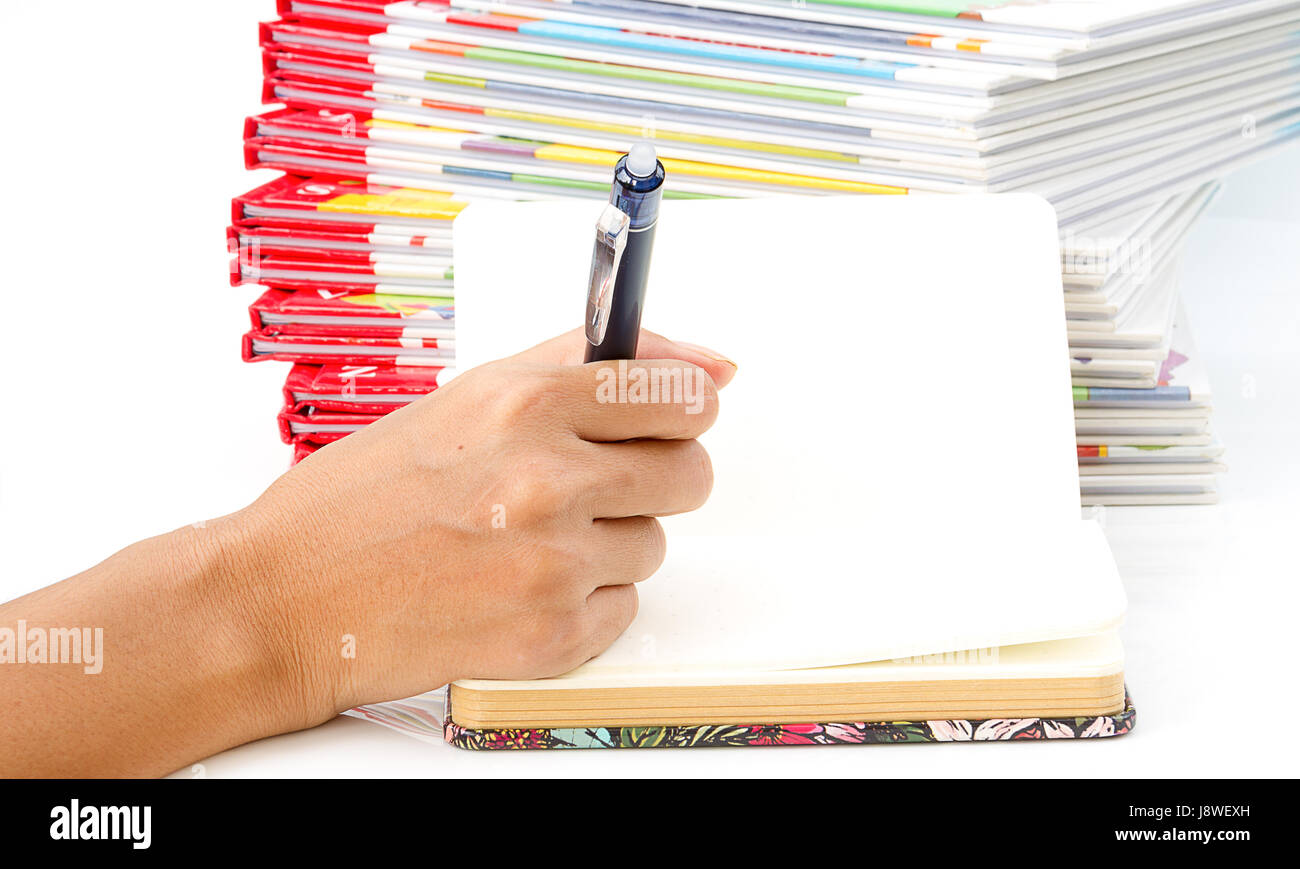 Pen hand text book hi-res stock photography and images - Alamy