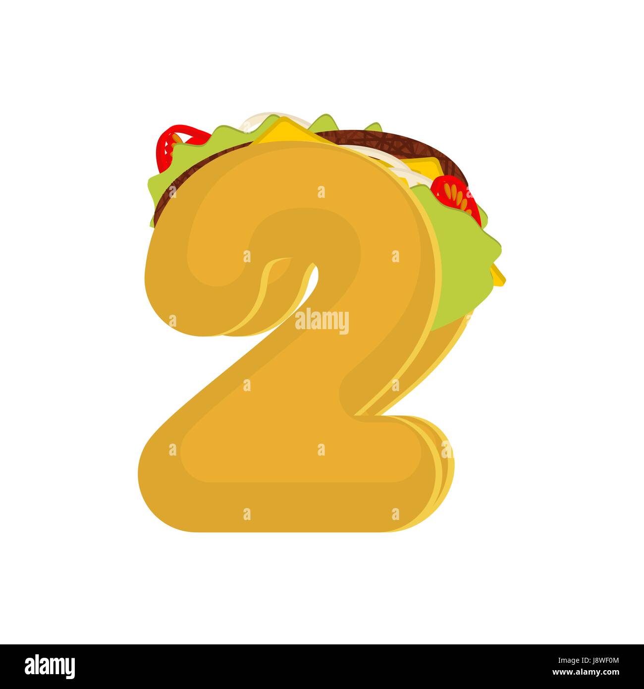 Number 2 tacos. Mexican fast food font two. Taco alphabet symbol ...