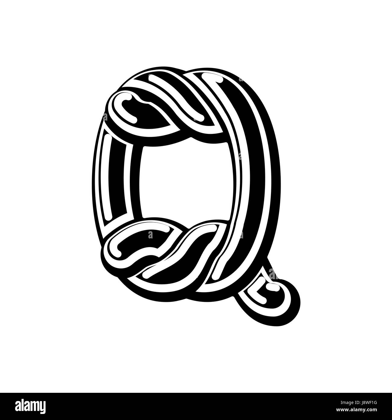 Letter Q Celtic font. norse medieval ornament ABC. Traditional ancient ...