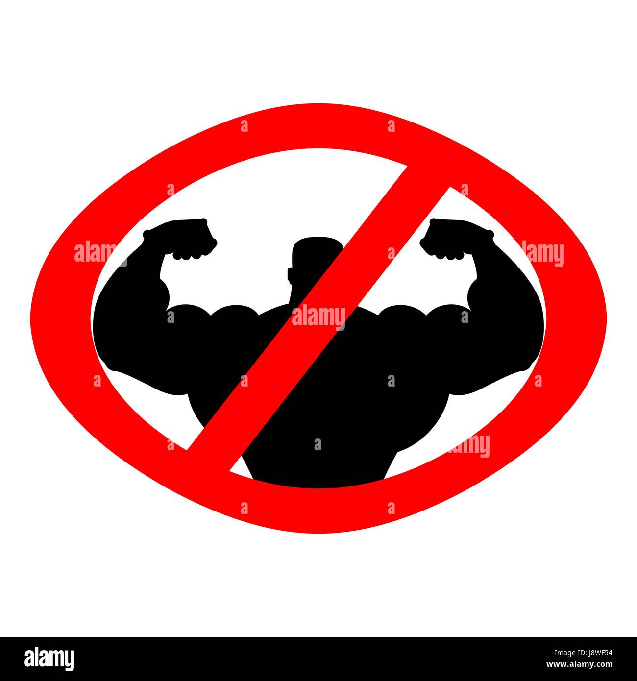Stop athlete. Ban bodybuilding. Prohibited fitness. Red Circle road ...