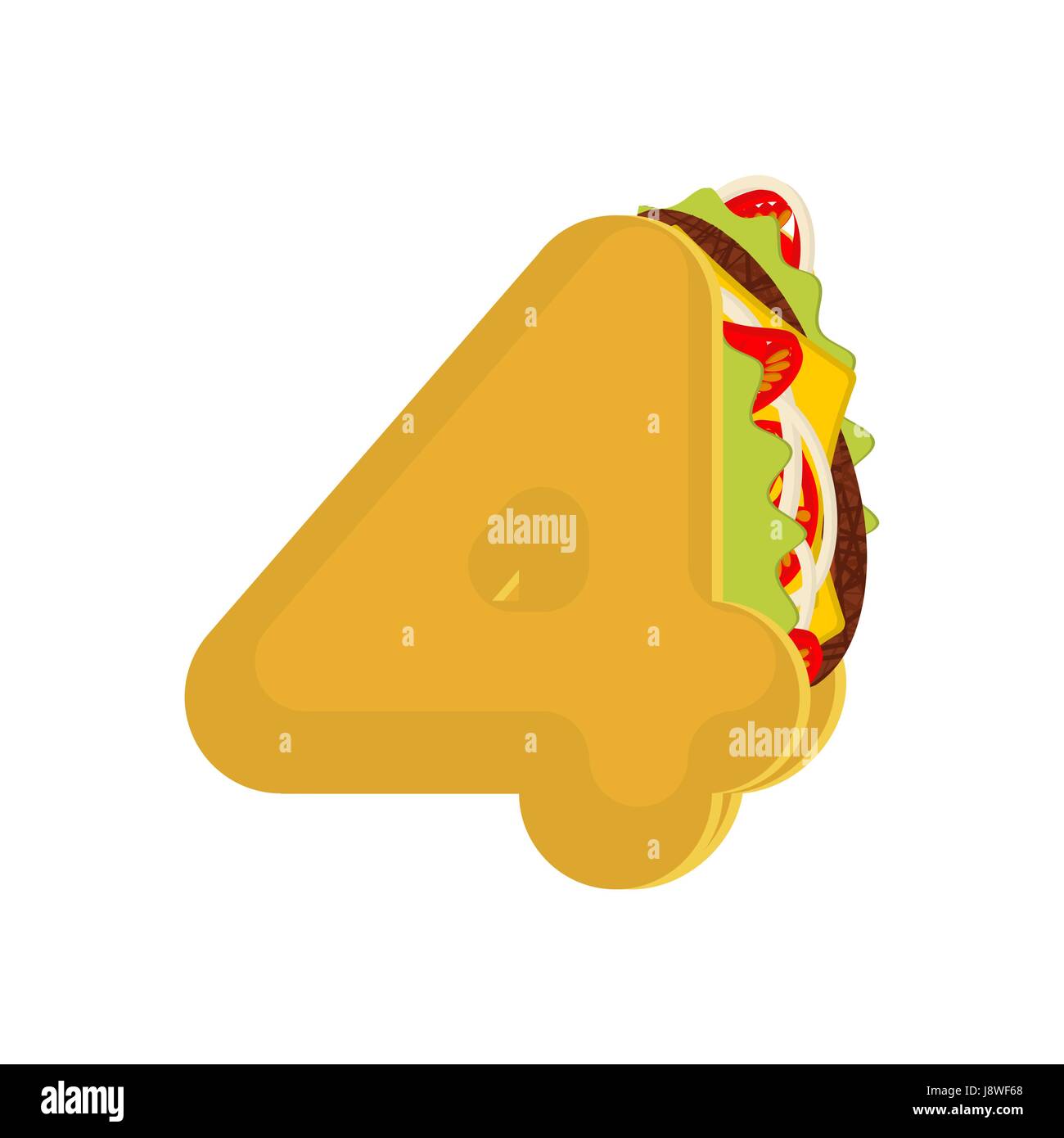Number 4 tacos. Mexican fast food font four. Taco alphabet symbol ...
