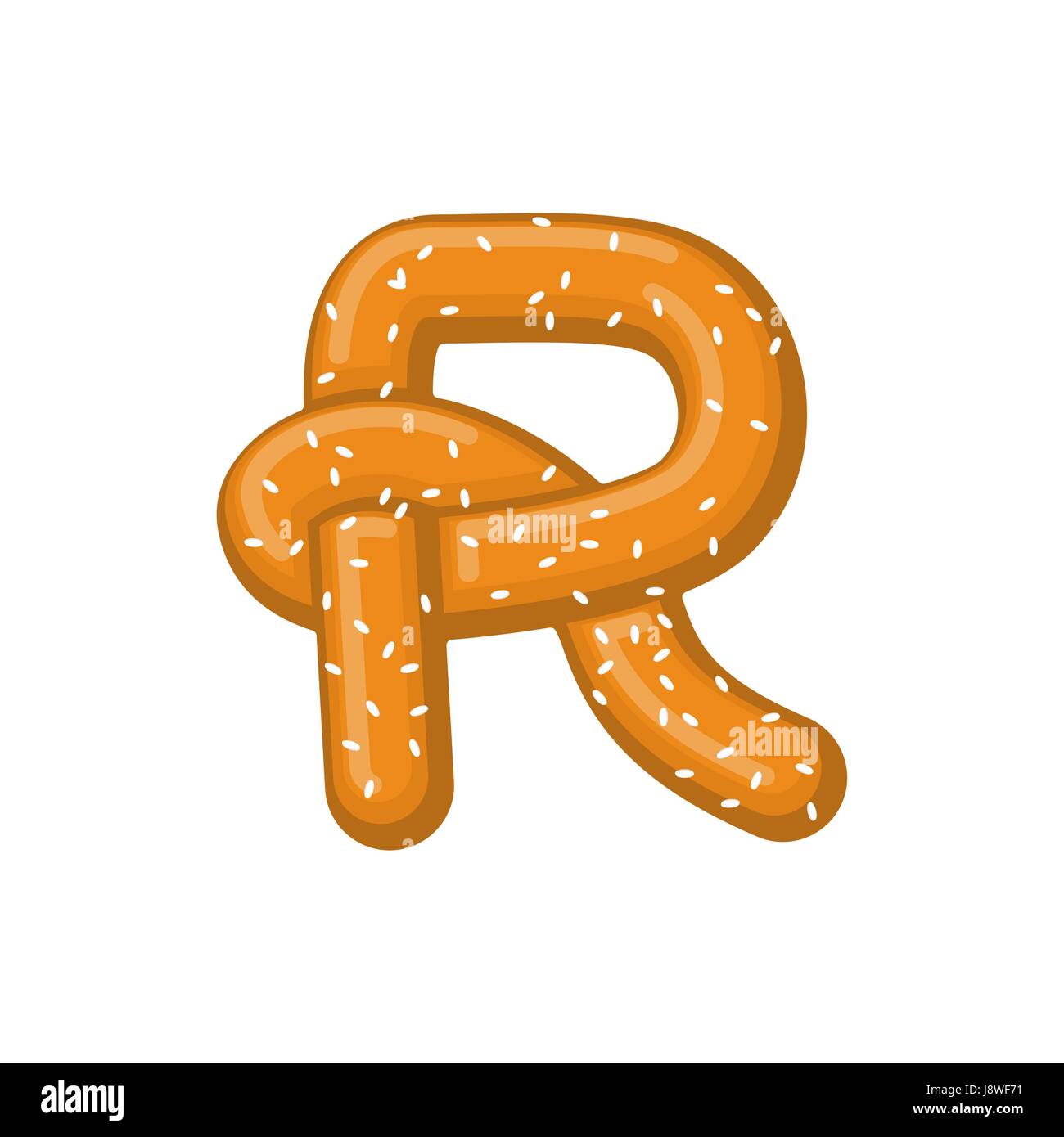 Letter R pretzel. snack font symbol. Food alphabet sign. Traditional ...