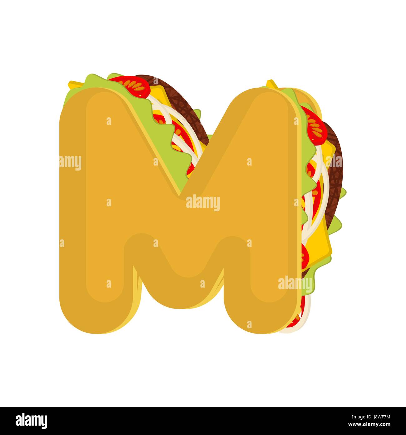 Letter M tacos. Mexican fast food font. Taco alphabet symbol. Mexico ...