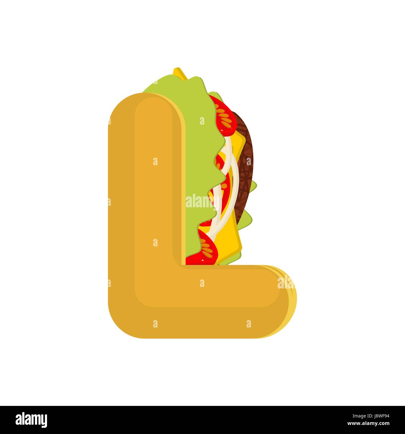 Letter L tacos. Mexican fast food font. Taco alphabet symbol. Mexico ...
