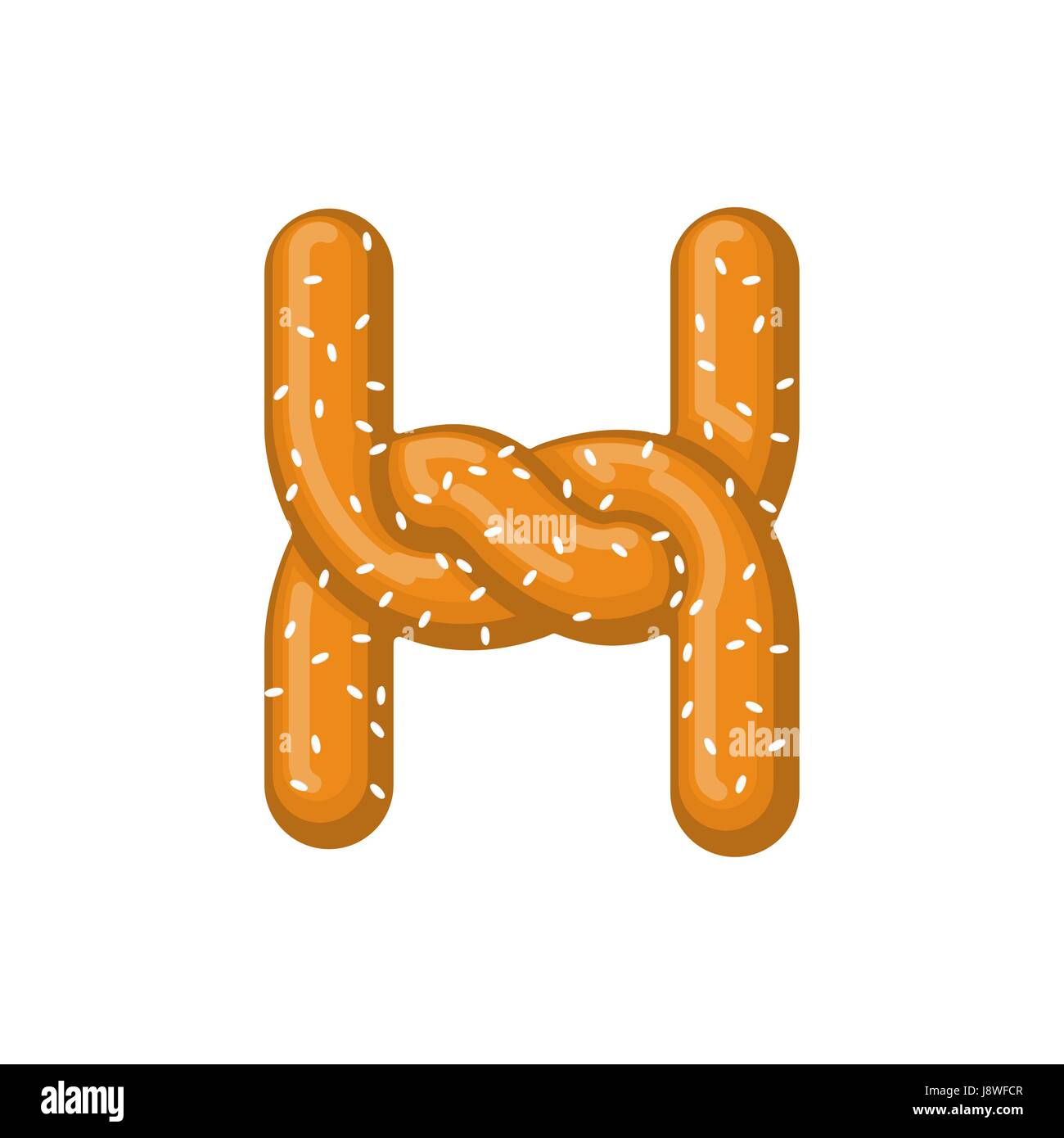 Letter H pretzel. snack font symbol. Food alphabet sign. Traditional ...