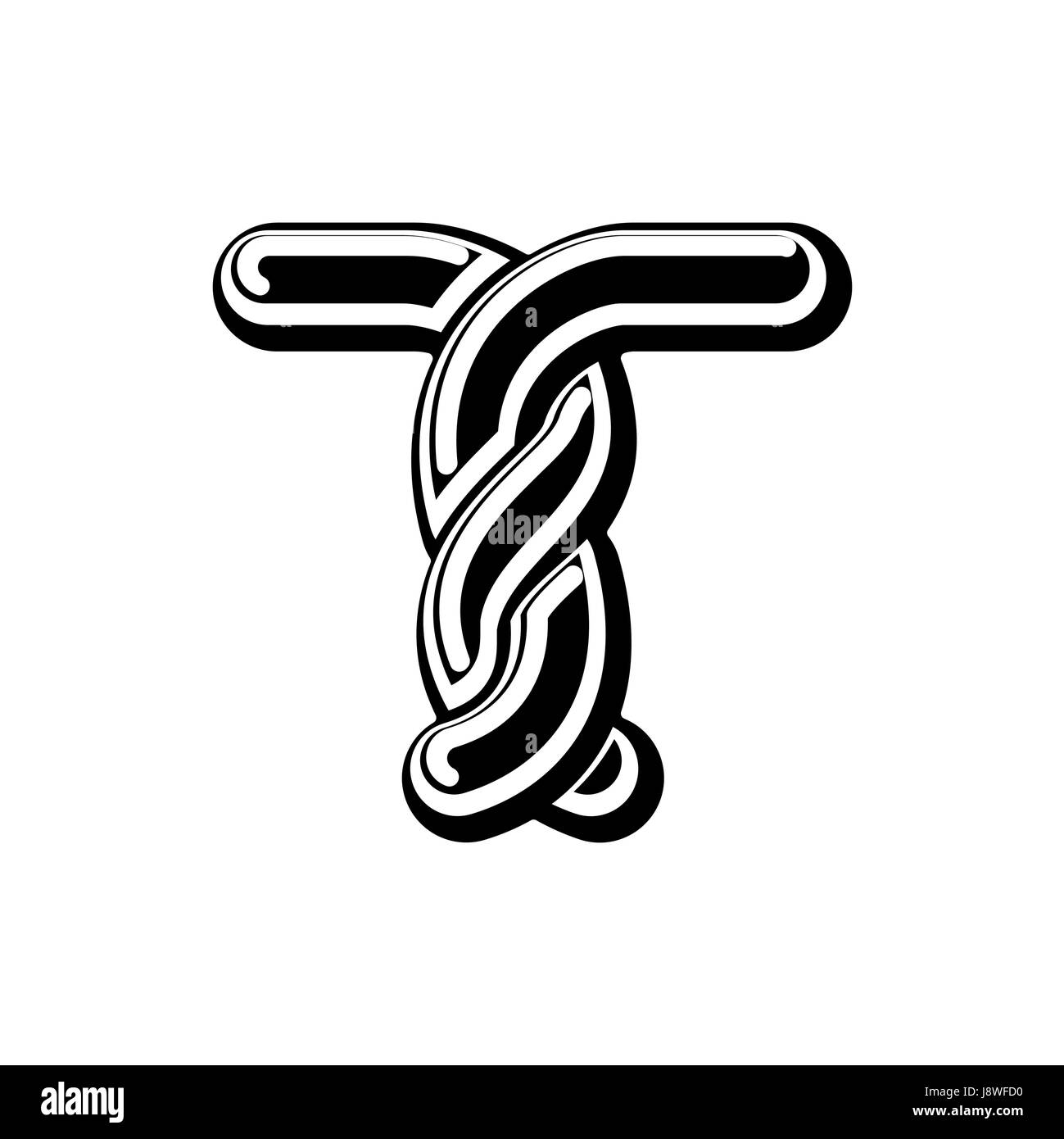 Letter T Celtic font. norse medieval ornament ABC. Traditional ancient ...
