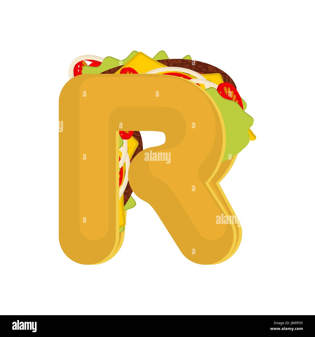 Letter R tacos. Mexican fast food font. Taco alphabet symbol. Mexico ...