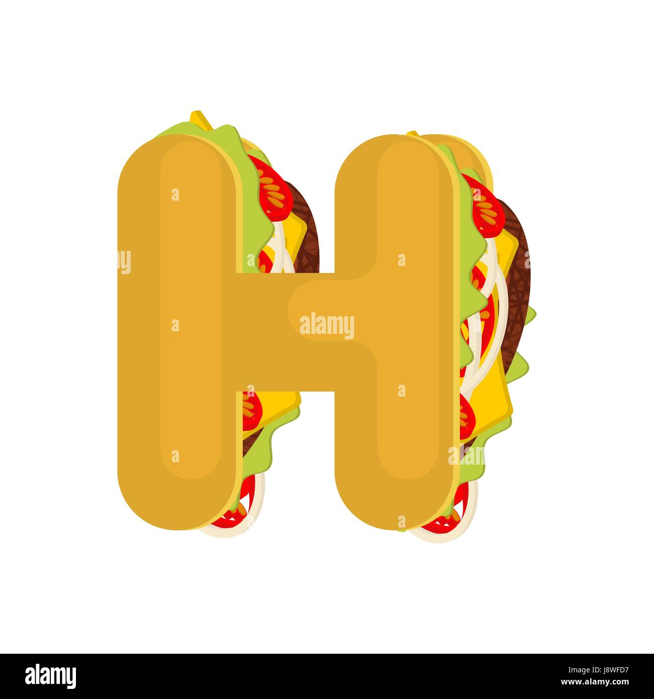 Letter H tacos. Mexican fast food font. Taco alphabet symbol. Mexico ...