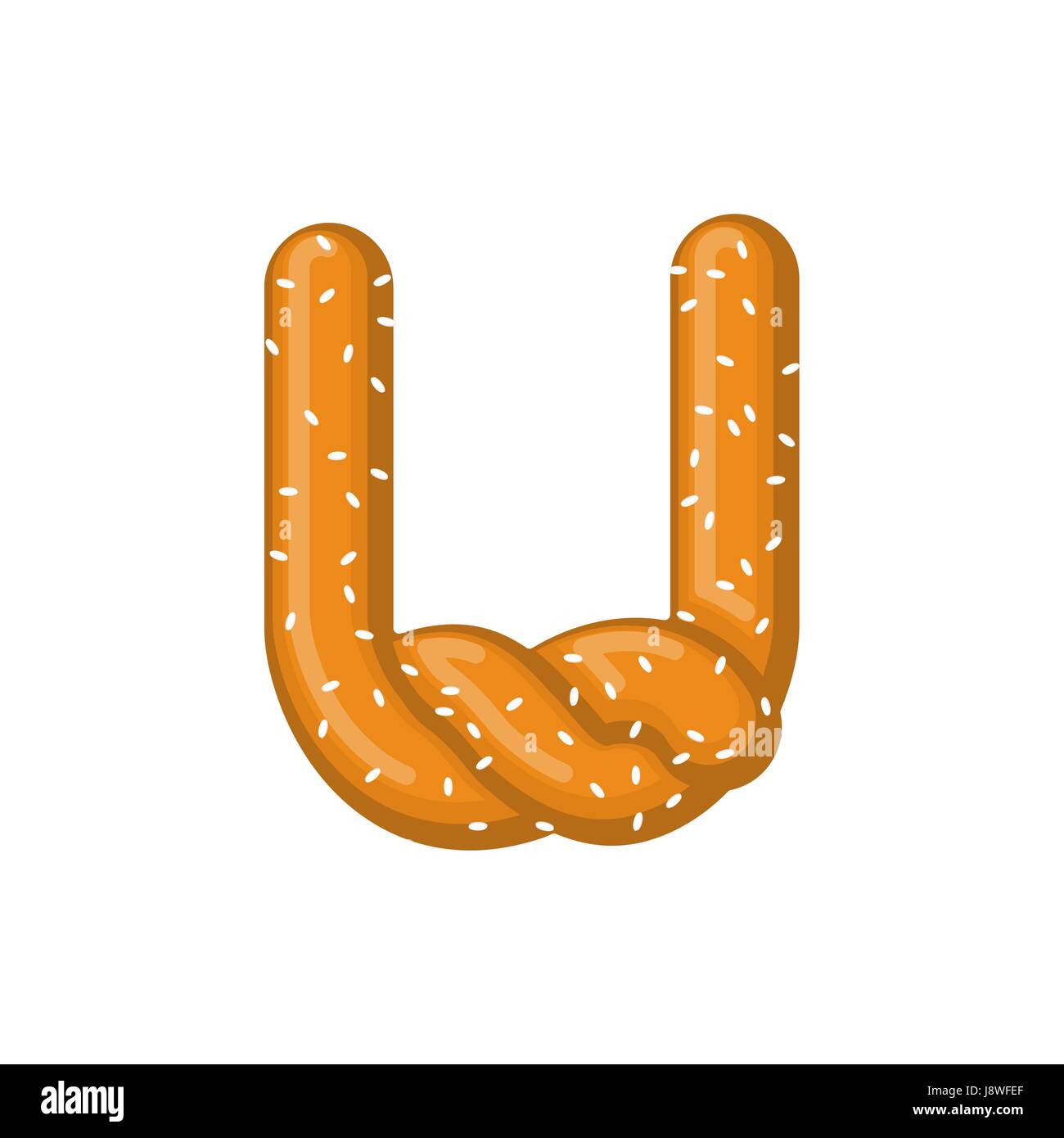 Letter U pretzel. snack font symbol. Food alphabet sign. Traditional ...
