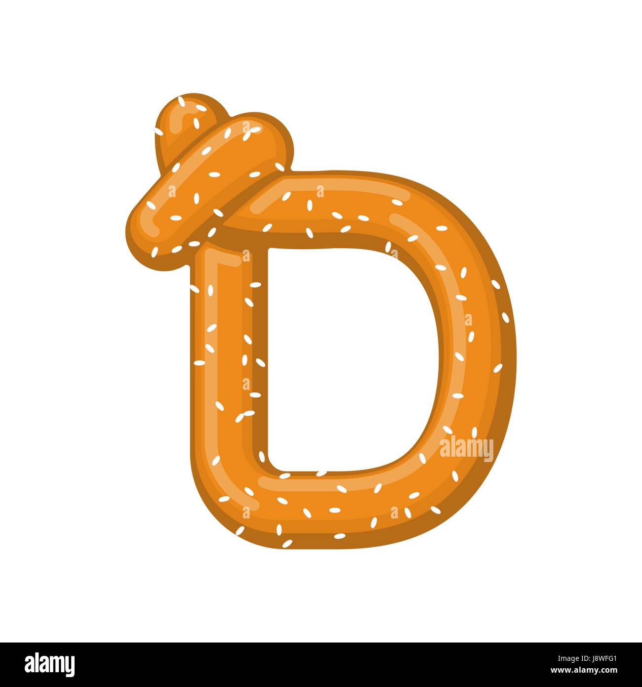 Letter D pretzel. snack font symbol. Food alphabet sign. Traditional ...