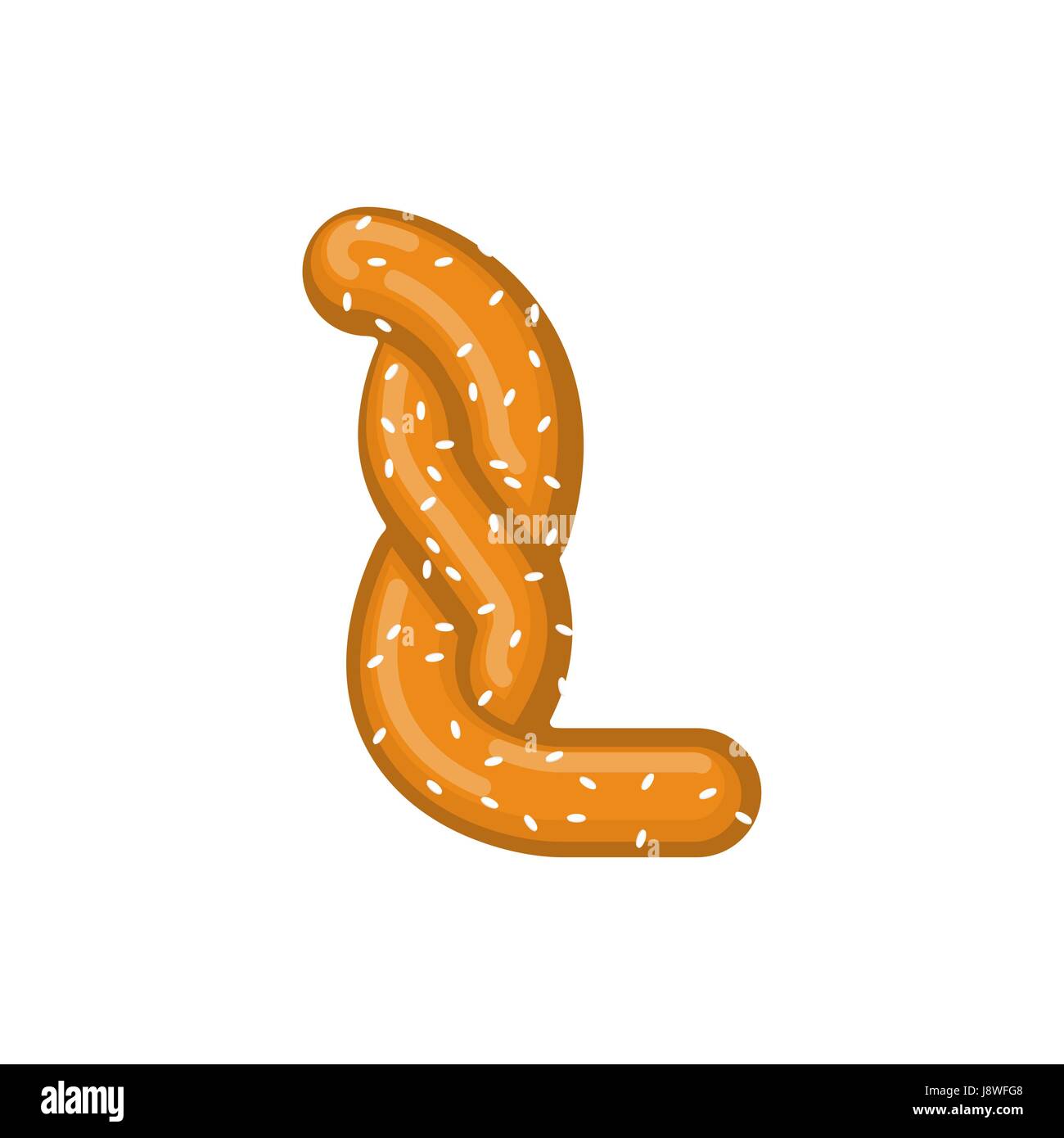 Letter L pretzel. snack font symbol. Food alphabet sign. Traditional ...
