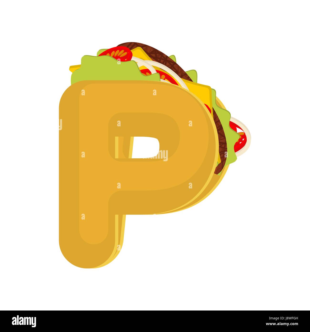 Letter P tacos. Mexican fast food font. Taco alphabet symbol. Mexico ...