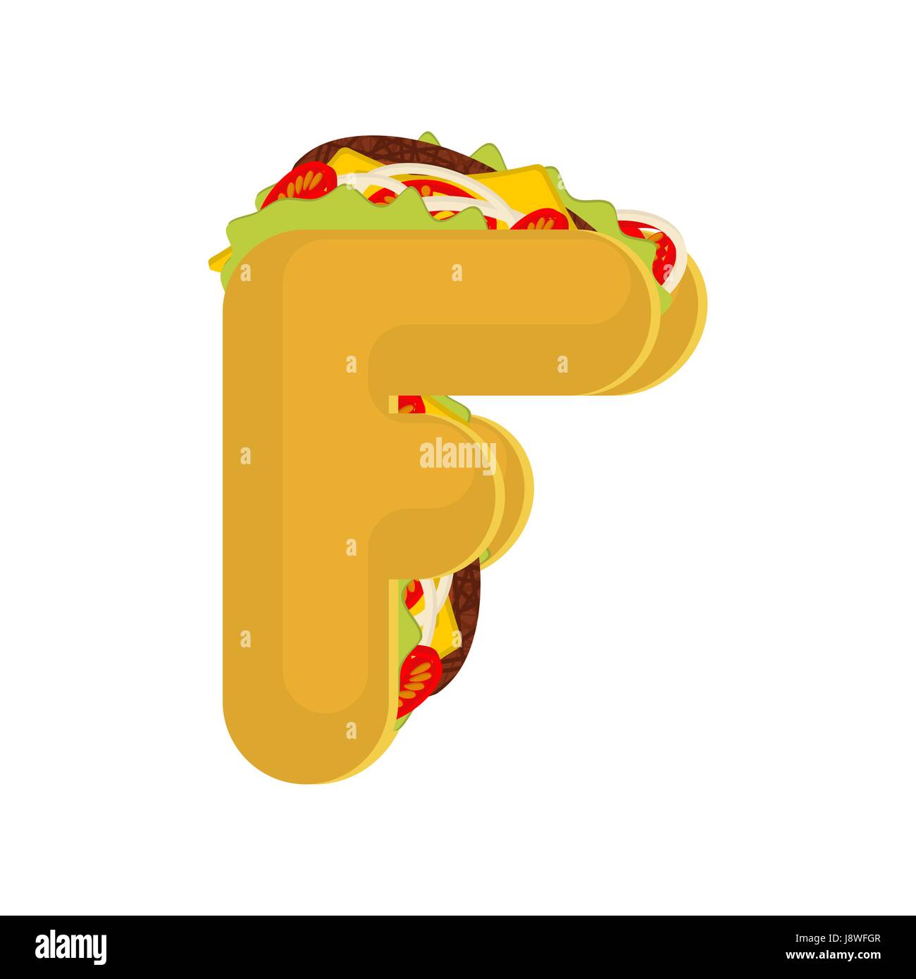 Letter F tacos. Mexican fast food font. Taco alphabet symbol. Mexico ...