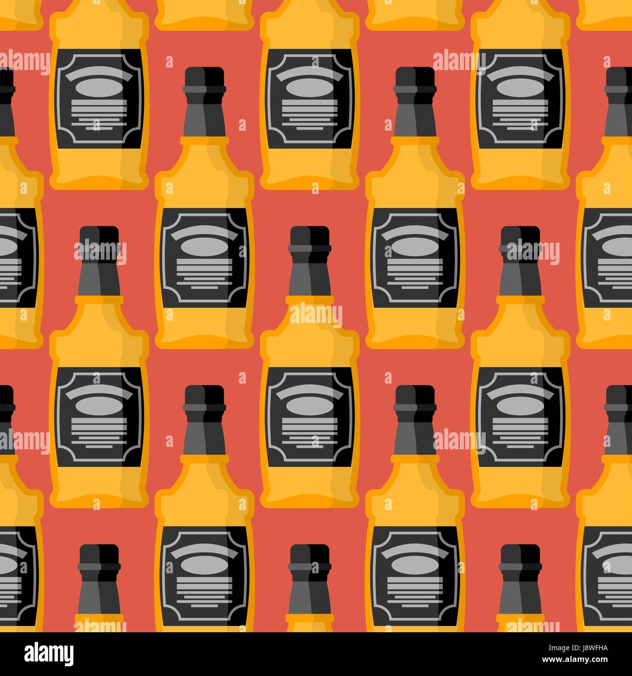 Bottle of whiskey seamless pattern. Bourbon ornament. Tequila texture ...