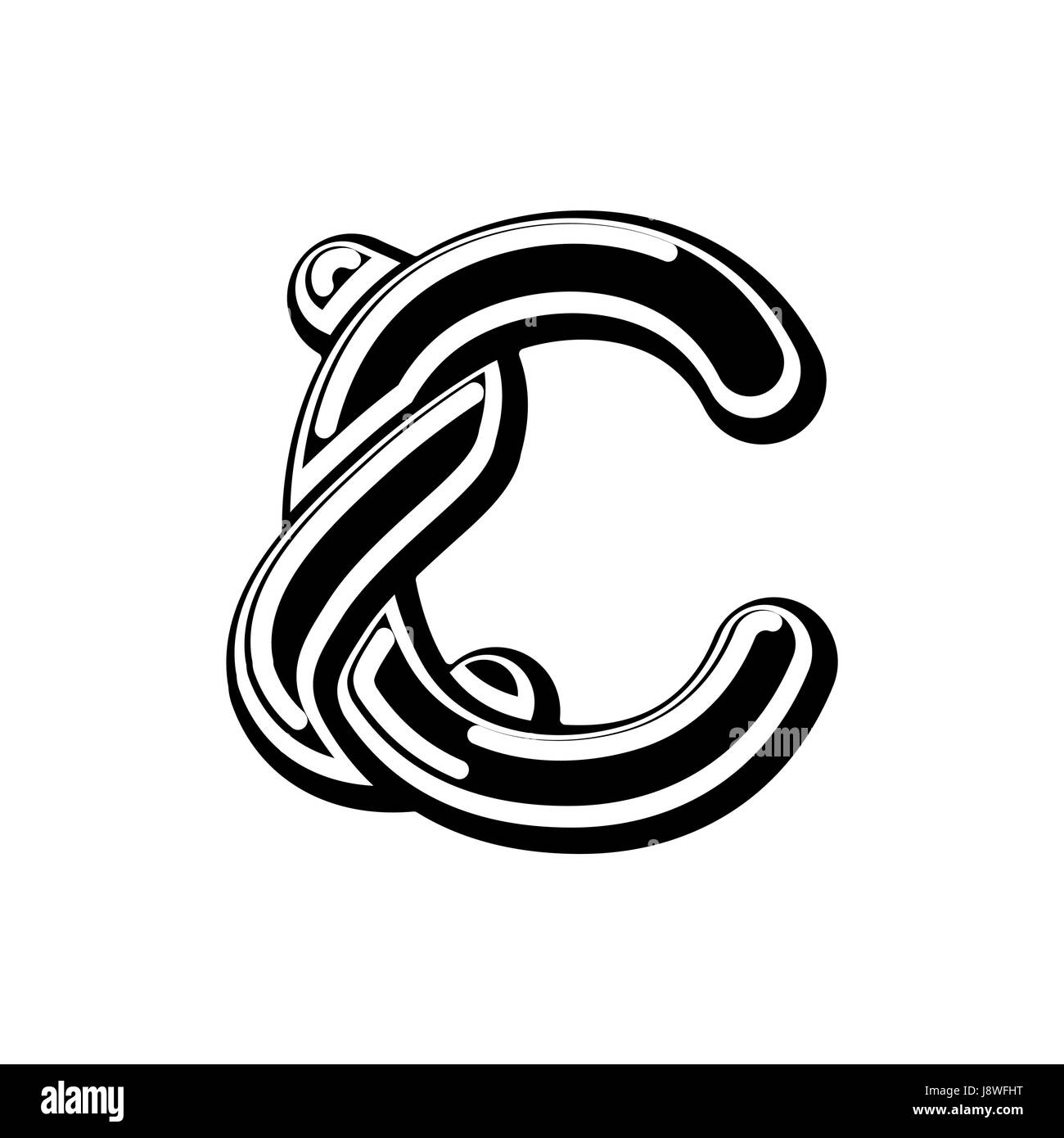 Letter C Celtic font. norse medieval ornament ABC. Traditional ancient ...