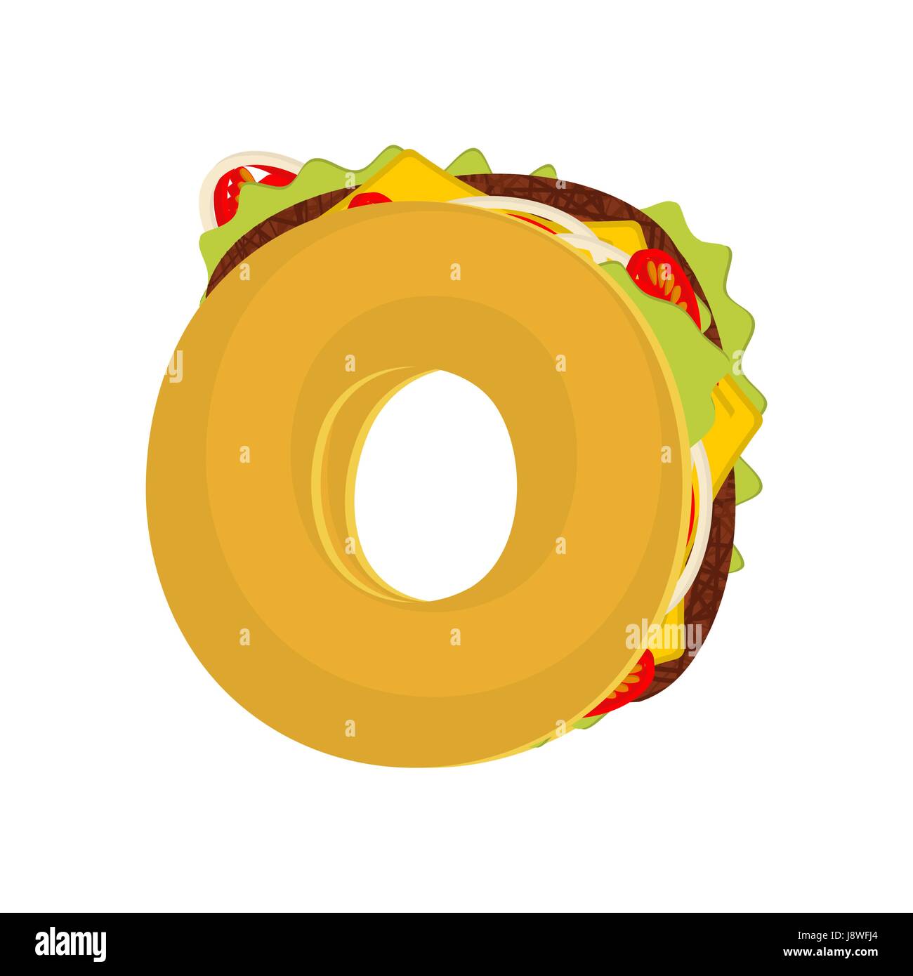 Letter O tacos. Mexican fast food font. Taco alphabet symbol. Mexico ...