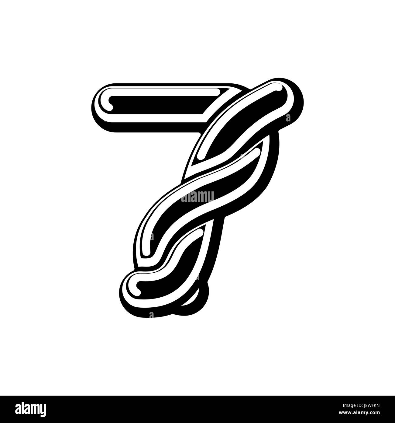 Number 7 Celtic font. norse medieval ornament ABC sign seven ...