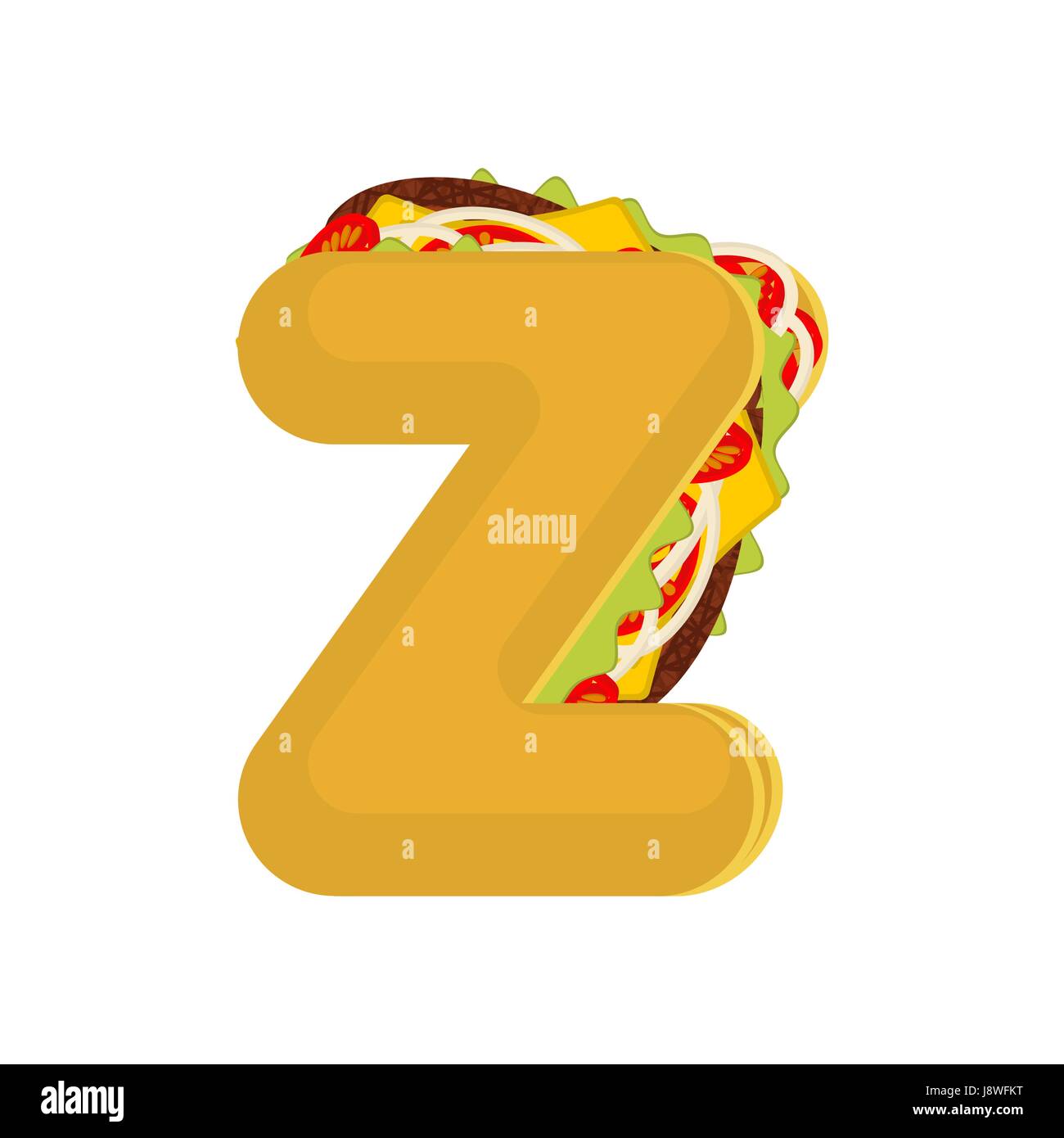 Letter Z tacos. Mexican fast food font. Taco alphabet symbol. Mexico ...